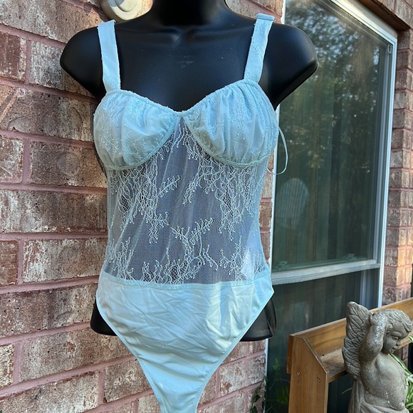 DANIELLE BERNSTEIN | Tops | New Danielle Bernstein We Wore What Blue Lace Bodysuit Size 2 | Poshmark